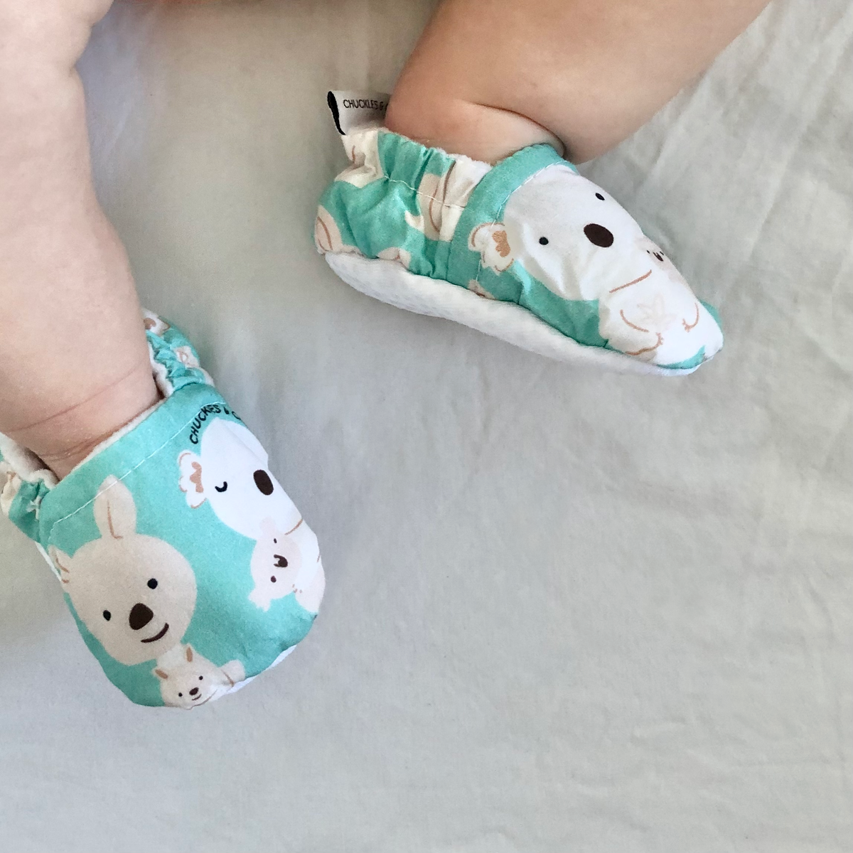 Aqua Koala & Kangaroo Baby Booties - Chuckles and Caz