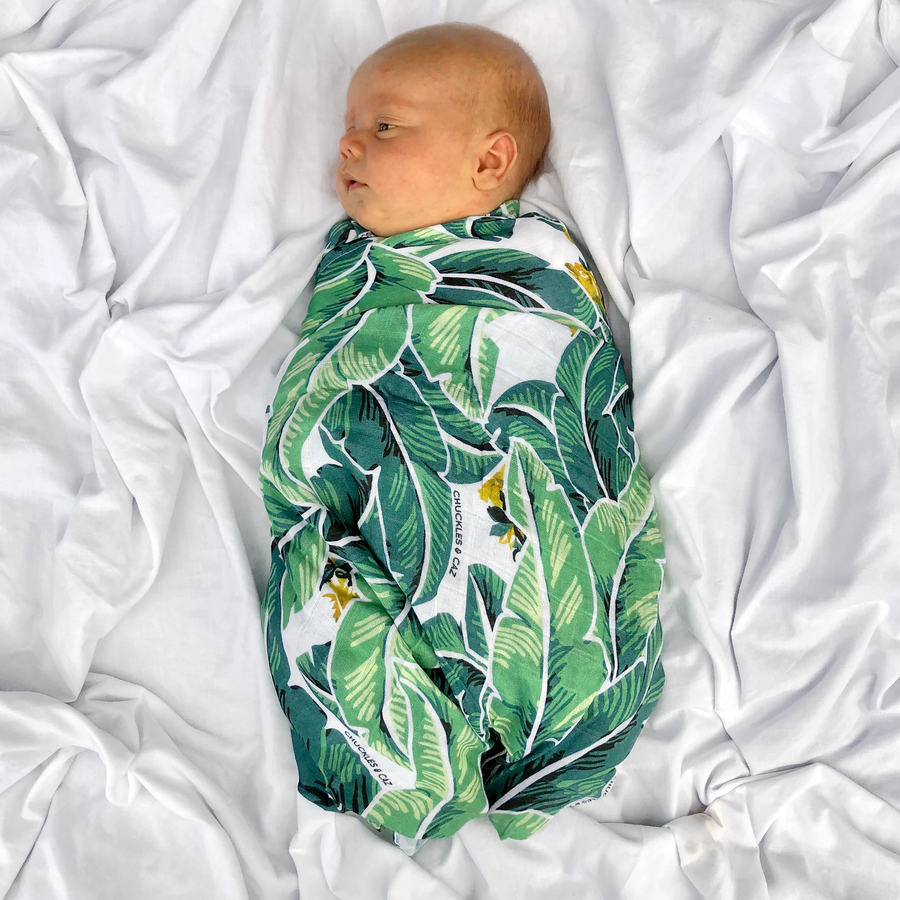 Yellow Hawaiian Muslin Swaddle - Chuckles and Caz