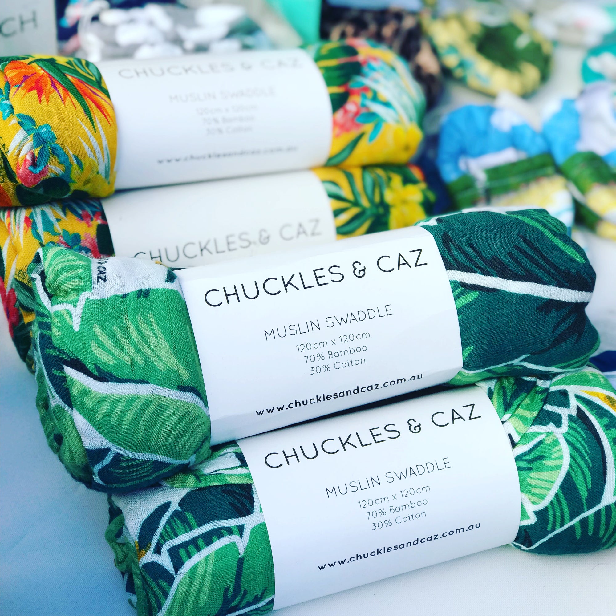 Yellow Hawaiian Muslin Swaddle - Chuckles and Caz